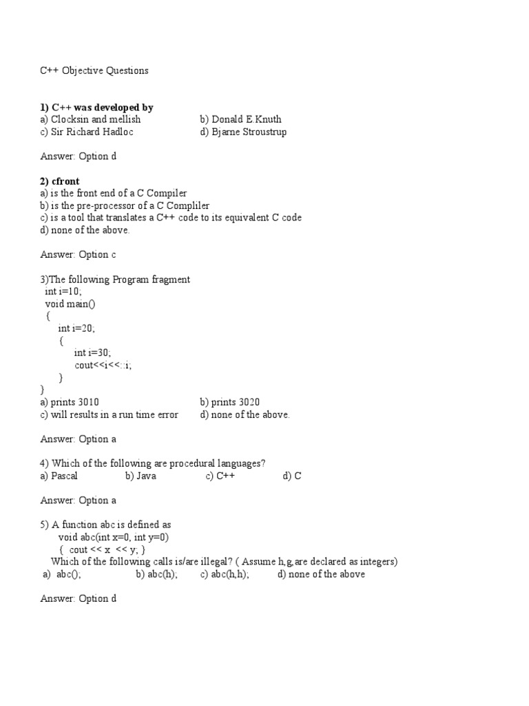 C++ Objective | PDF | Class (Computer Programming) | C (Programming ...