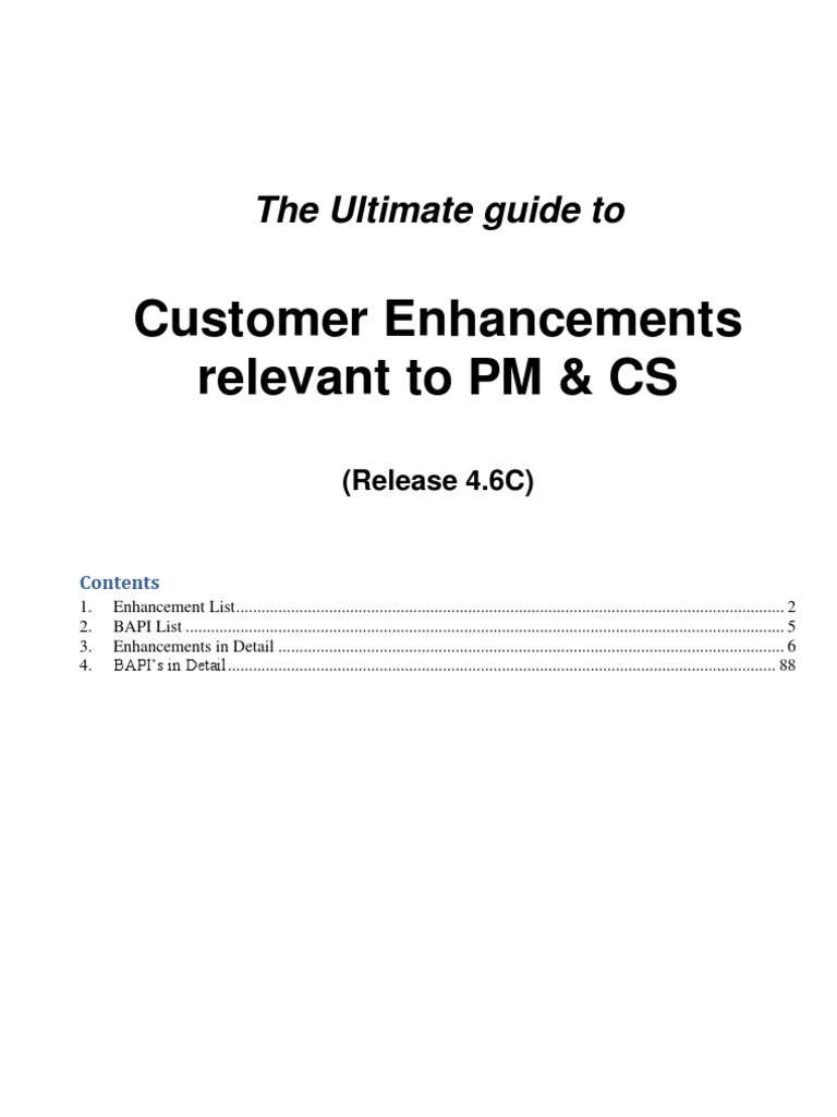 Pm Cs Userexits And Bapis Pdf Pdf Subroutine Parameter Computer Programming