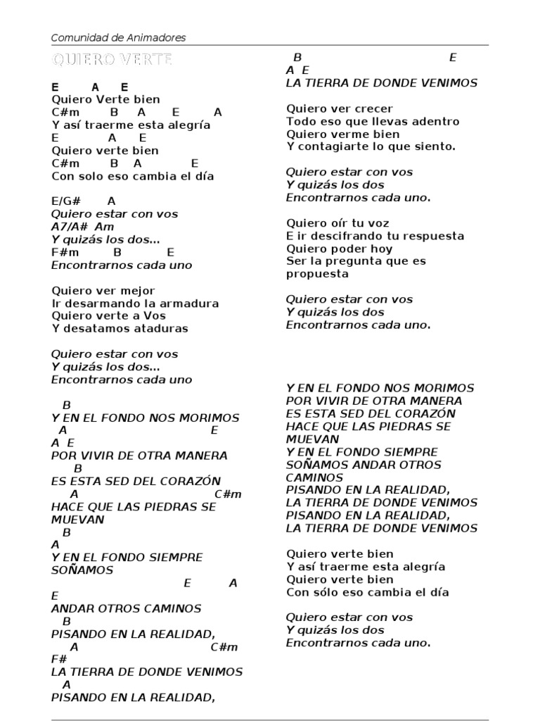 Quiero Verte - Con Acordes | PDF