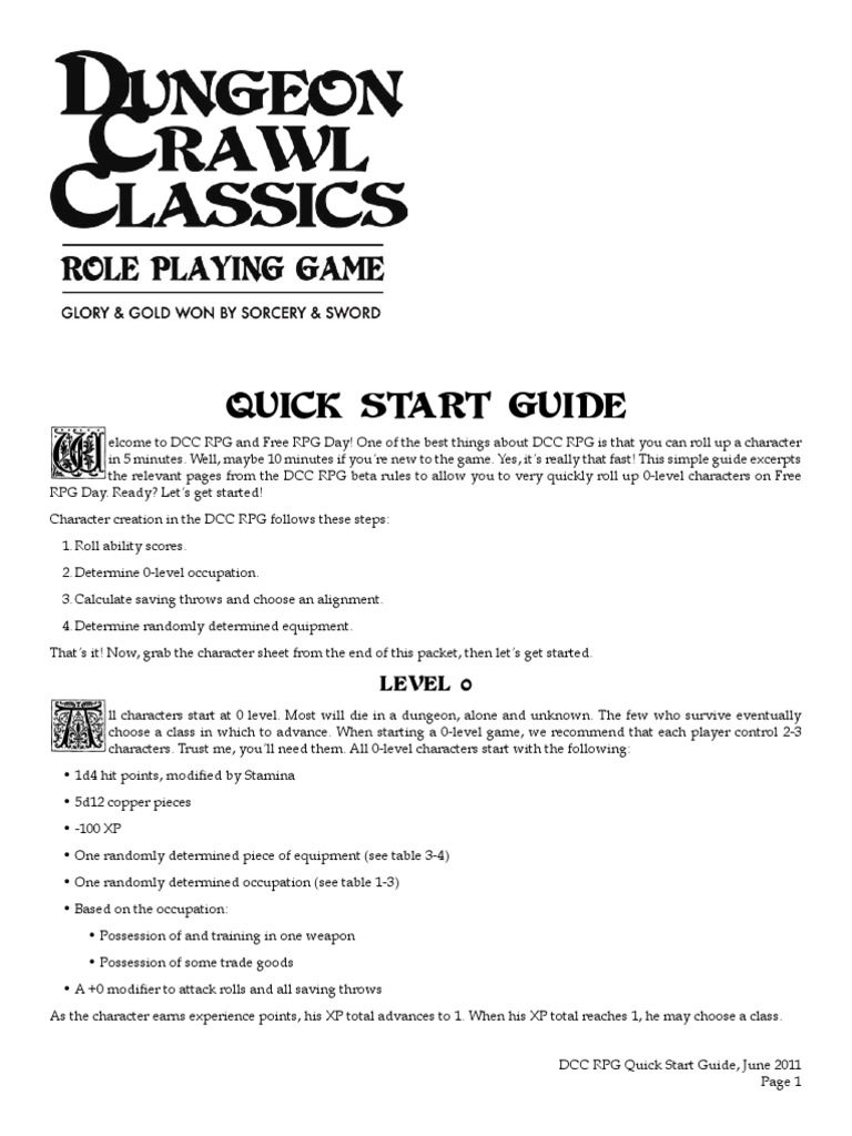 DCC RPG Quick Start Guide | PDF | Leisure