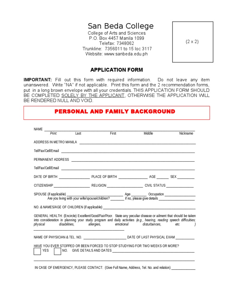 CAS Application Form 2012 | Secondary School | College