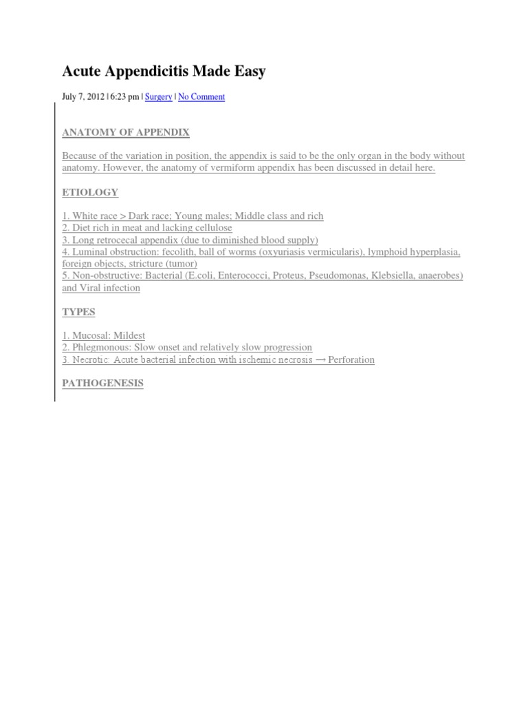 Acute Appendicitis Guide | PDF | Health Sciences | Medical Specialties
