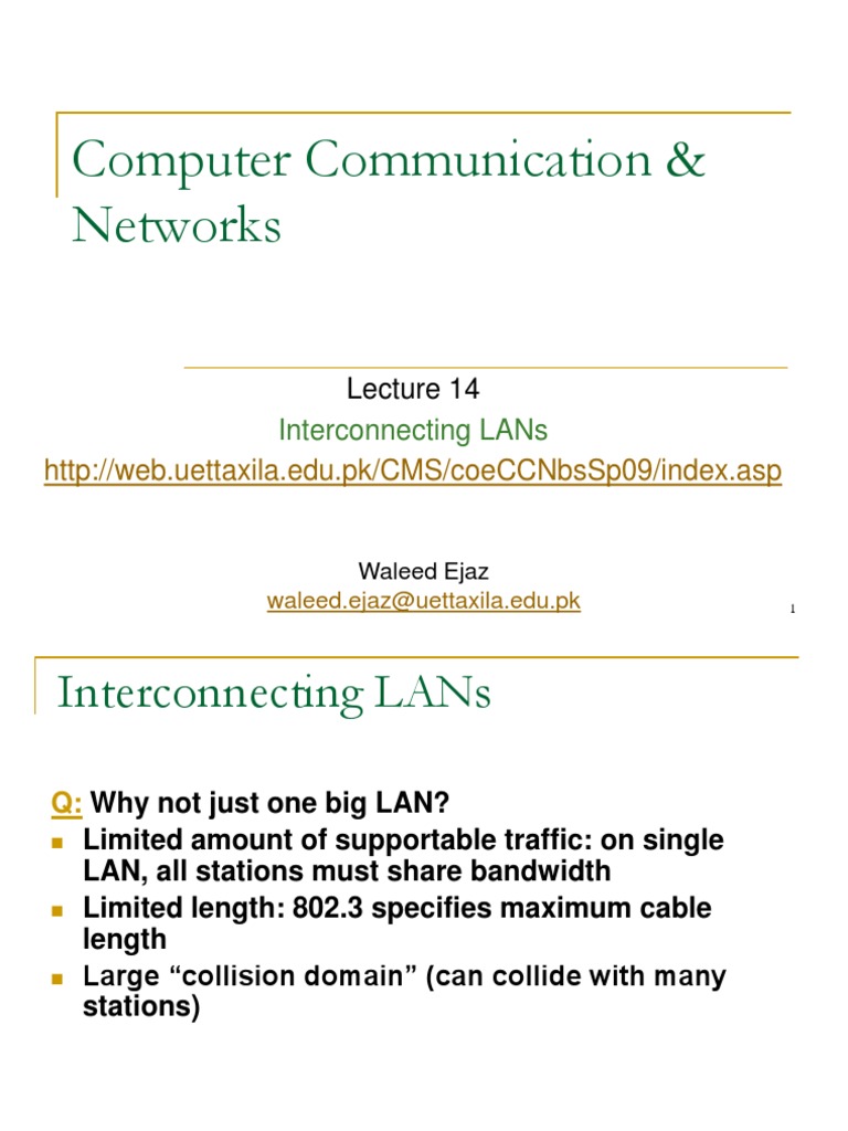 Computer Communication & Networks: Interconnecting Lans | PDF | Ethernet | Network Switch