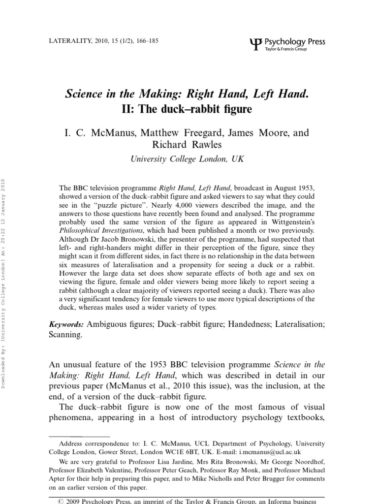 Science in The Making: Right Hand, Left Hand. II: The Duck Rabbit ...