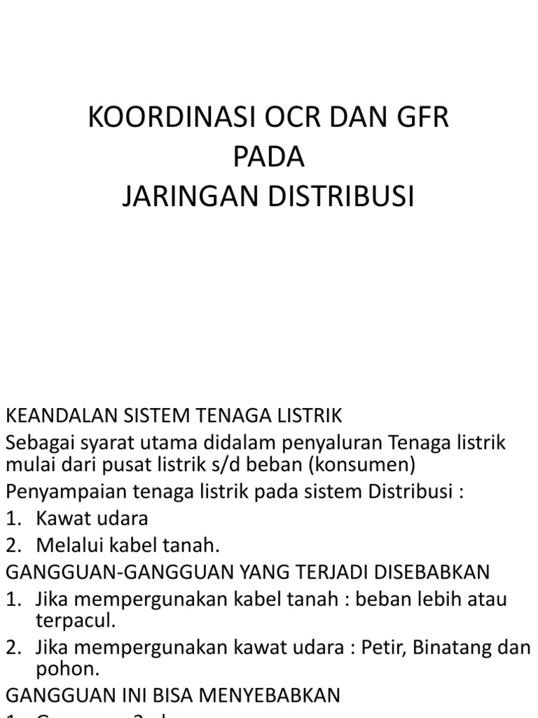Koordinasi OCR & GFR Distribusi Listrik | PDF