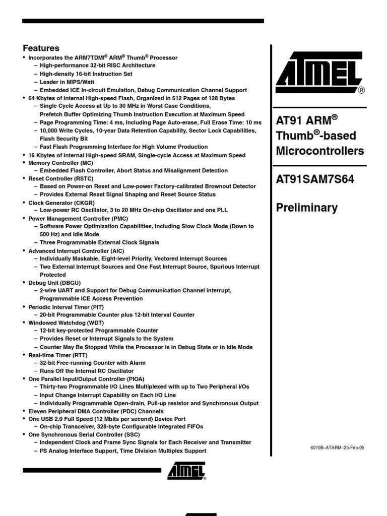At91sam7s64 Ds | PDF | Science & Mathematics | Computers