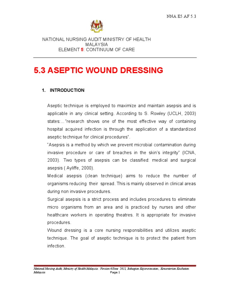 3.aseptic Wound Dressing Revise 1 April 2011 | PDF | Health Care ...