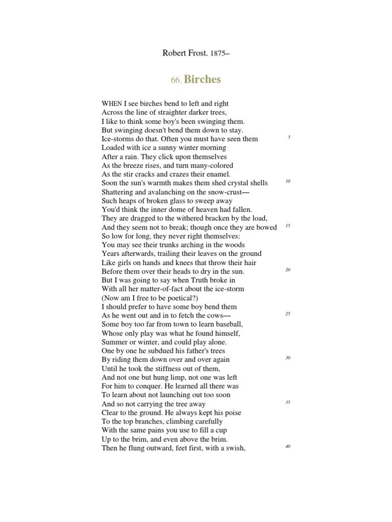 Birches: Robert Frost | PDF | Nature