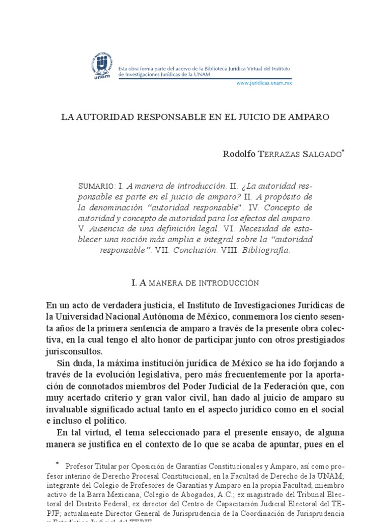 Autoridad Responsable en El Juicio de Amparo - PDF Desencriptado | PDF ...