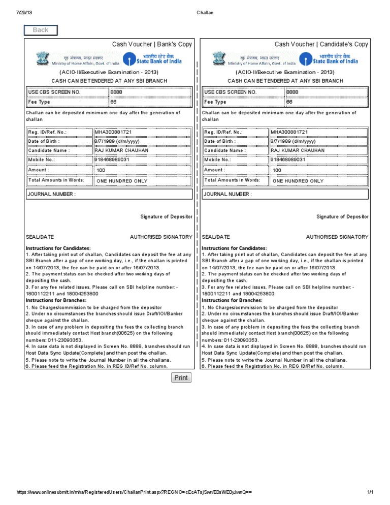 Instructions and details for depositing examination fees through State ...