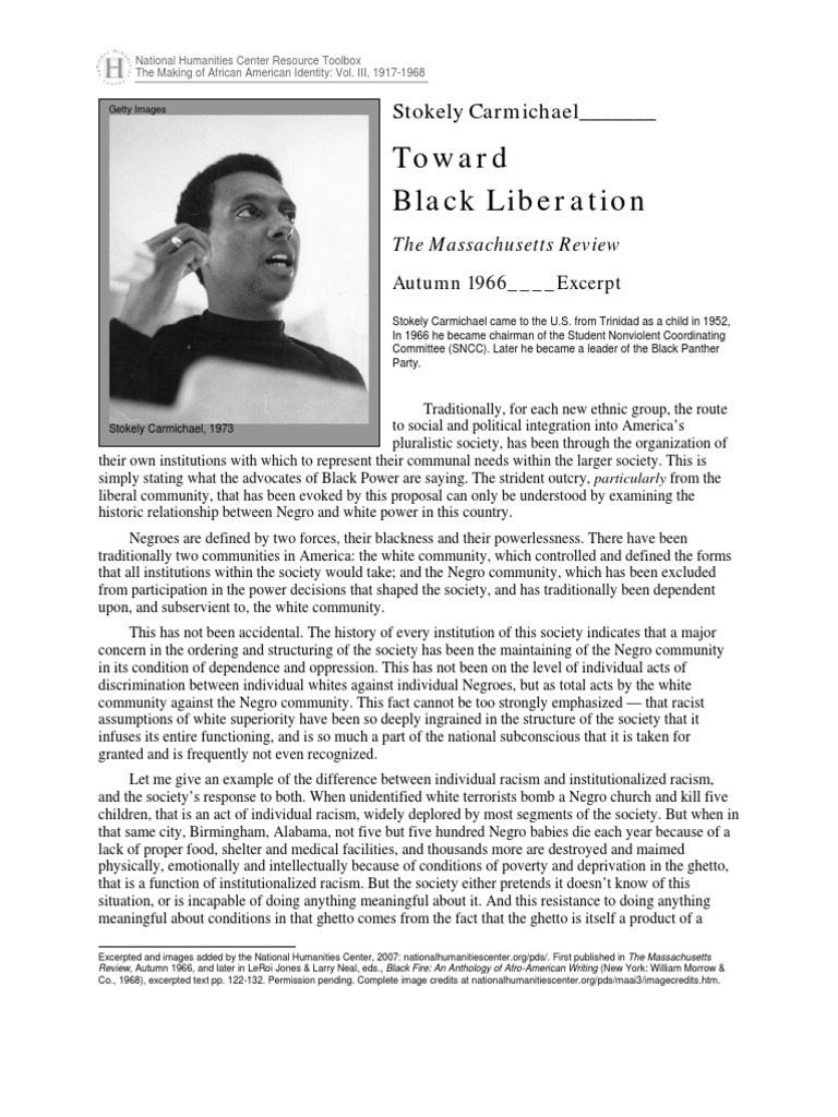 Toward Black Liberation: Stokely Carmichael | PDF | Black Power ...