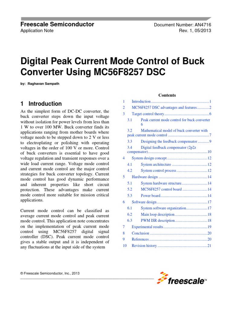 Digital Peak Current Mode Control of Buck Converter Using MC56F8257 DSC ...