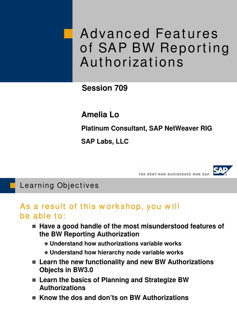 Advanced Features of SAP BW Reporting Authorizations | PDF | Oracle ...