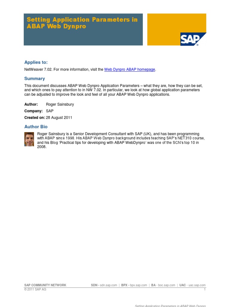 Webdynpro Parameters | PDF | Ibm Db2 | Ibm System I
