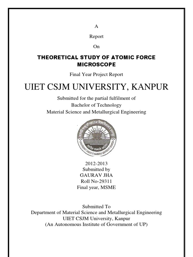 Final Yr Project Report Pdf Microscopy Materials Science 0973