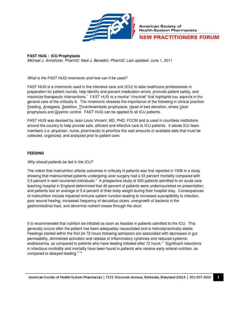 Fast HUG ICU Prophylaxis | Midazolam | Thrombosis