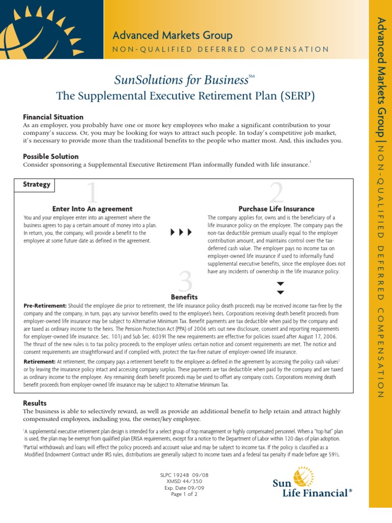 SERP | PDF | Defined Benefit Pension Plan | Life Insurance