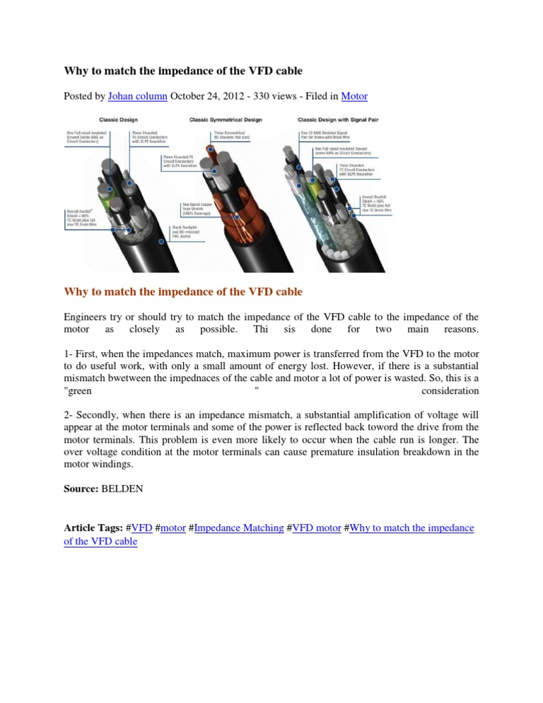 VFD Cable Impedance Matching Guide | PDF