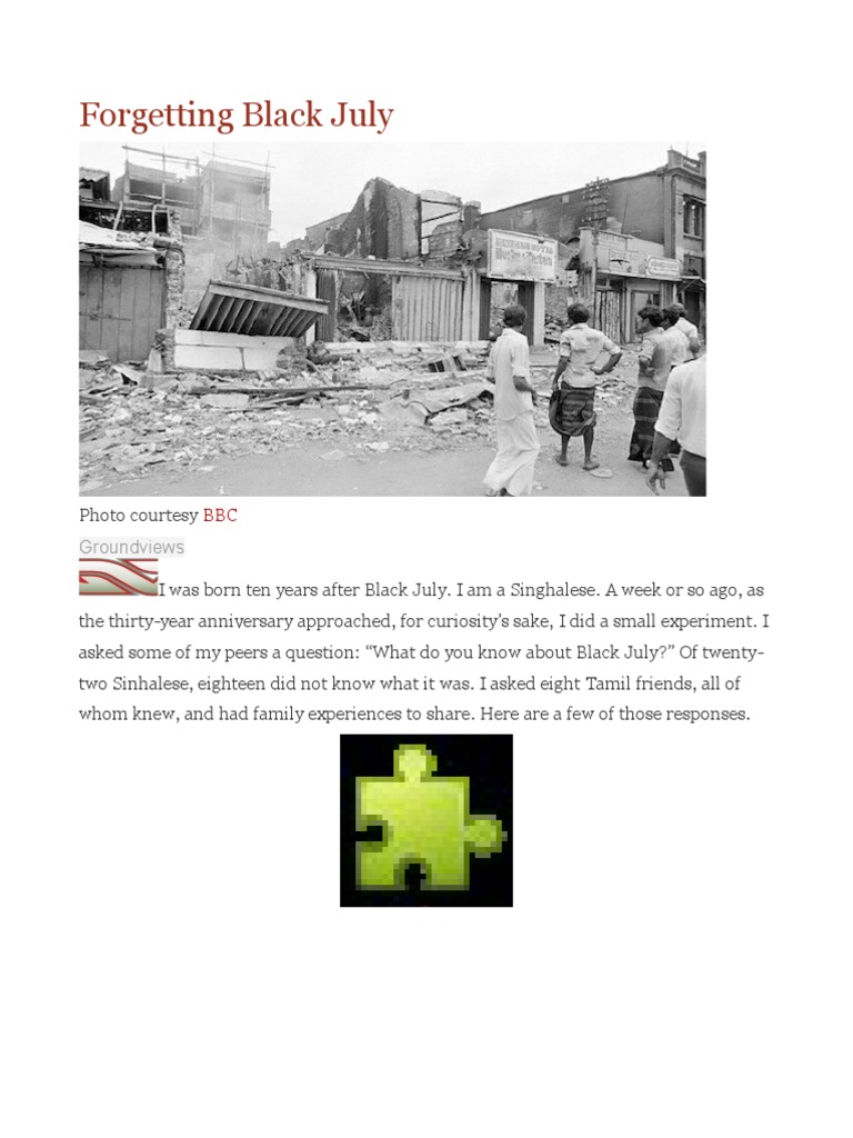 Forgetting Black July: Groundviews | Ethnic Groups | Sri Lanka