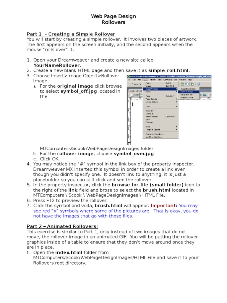 Web Page Design Rollovers: Part 1 - Creating A Simple Rollover ...
