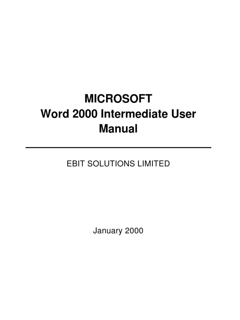 A Guide to Formatting Documents in Microsoft Word 2000: Utilizing ...