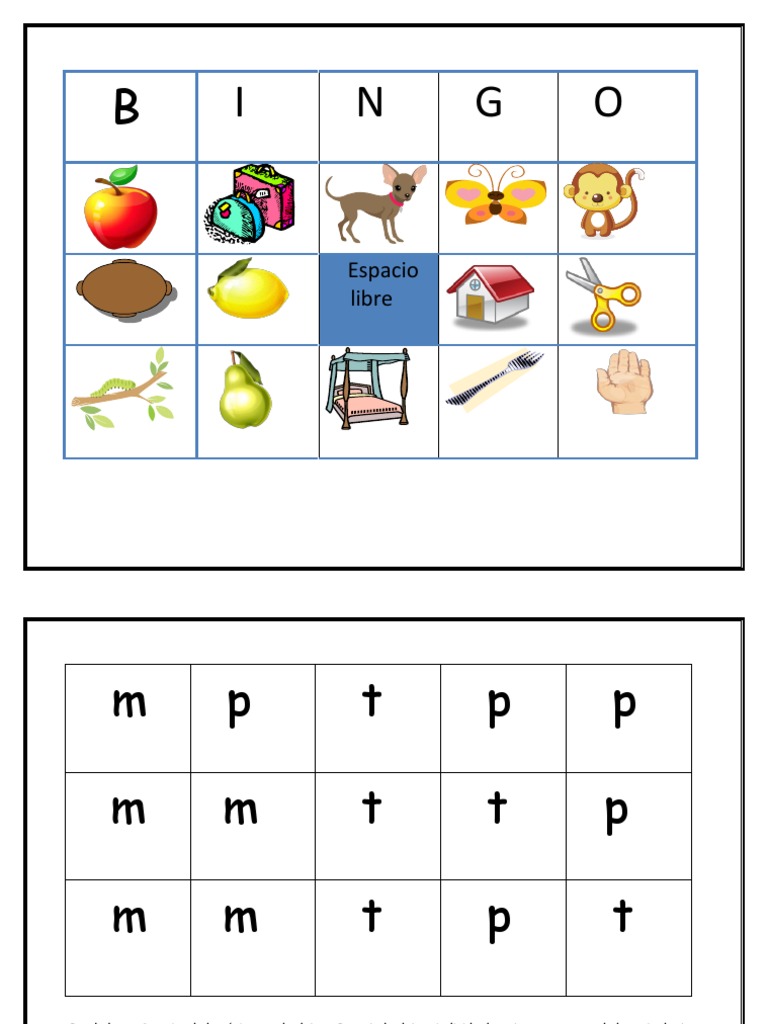 Juego de Bingo para reconocimiento de letras y sonidos iniciales | PDF ...