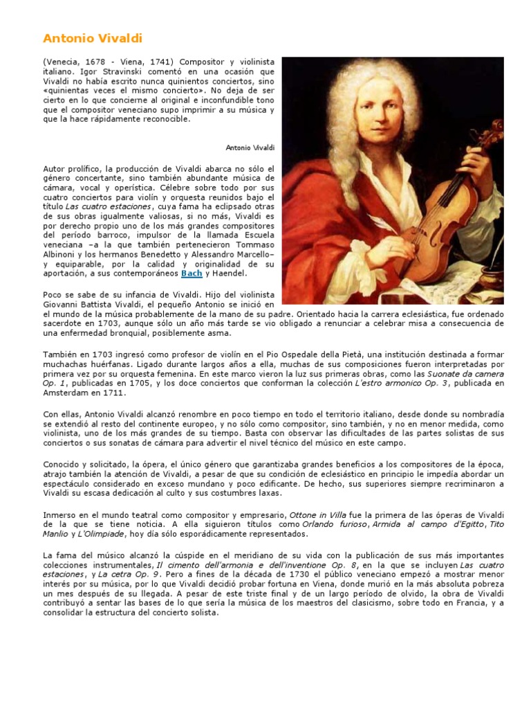 Antonio Vivaldi | PDF | Vincent Van Gogh | Música clásica