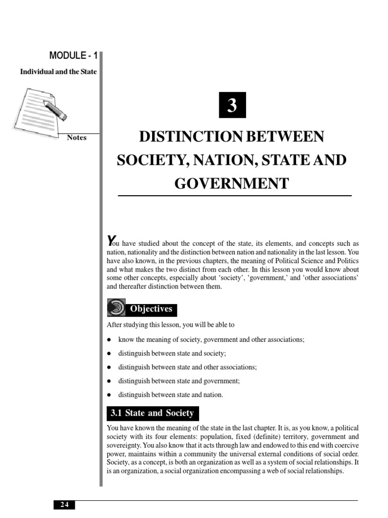 Distinction of State, Society, and Government | PDF | Social Science