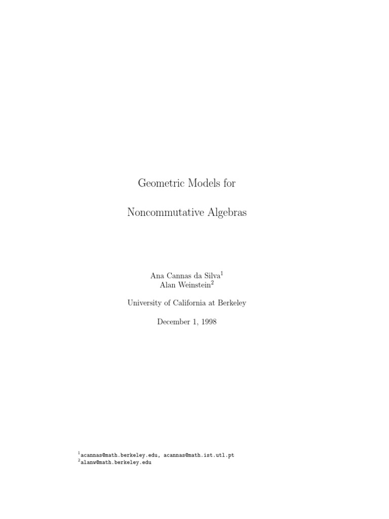 Geometric Models For Noncommutative Algebras | PDF | Lie Algebra ...