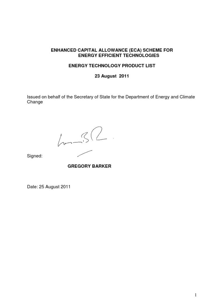 2629 Eca Scheme Energy Technology Products | PDF | Renewable Energy ...