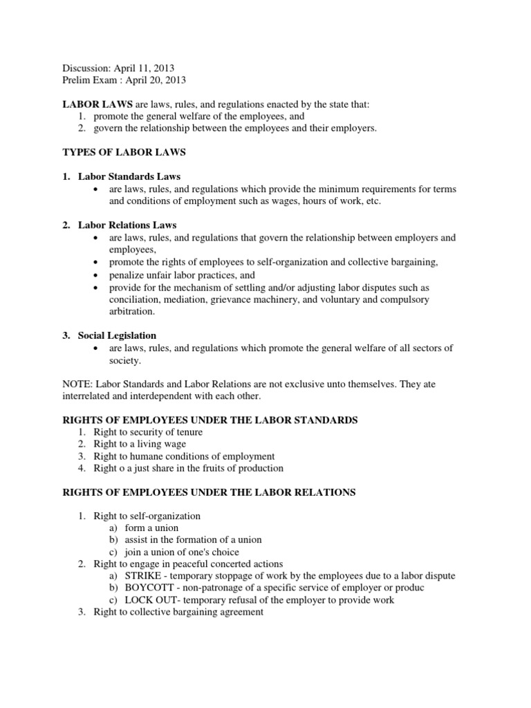 Labor Relation Notes | PDF | Employment | Labour Law