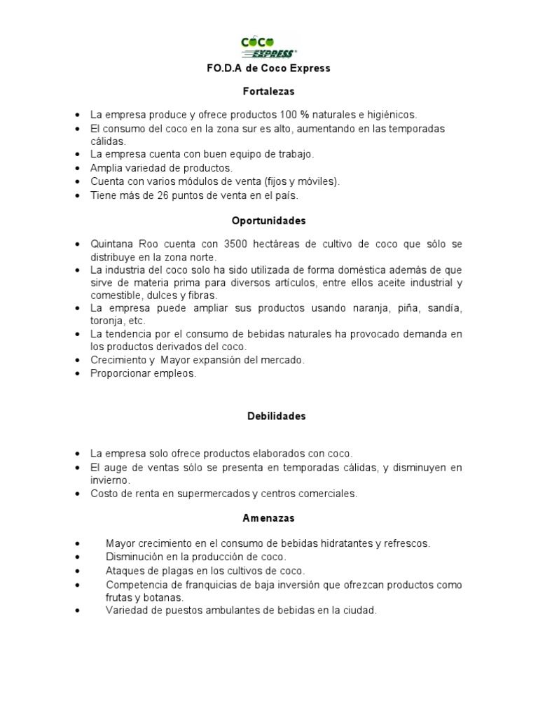 FODA Coco Express | PDF
