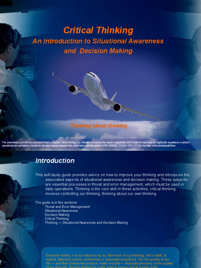 Aviation Critical Thinking | PDF | Situation Awareness | Critical Thinking