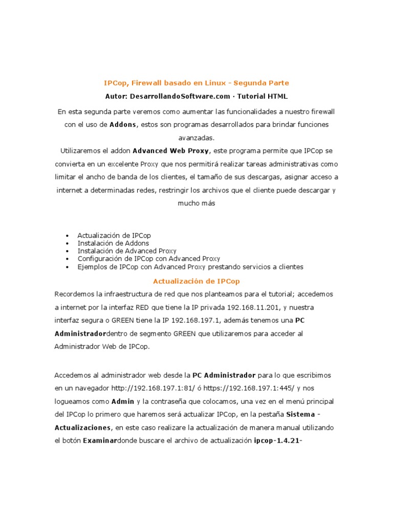 IPCop | PDF | Servidor proxy | Dirección IP