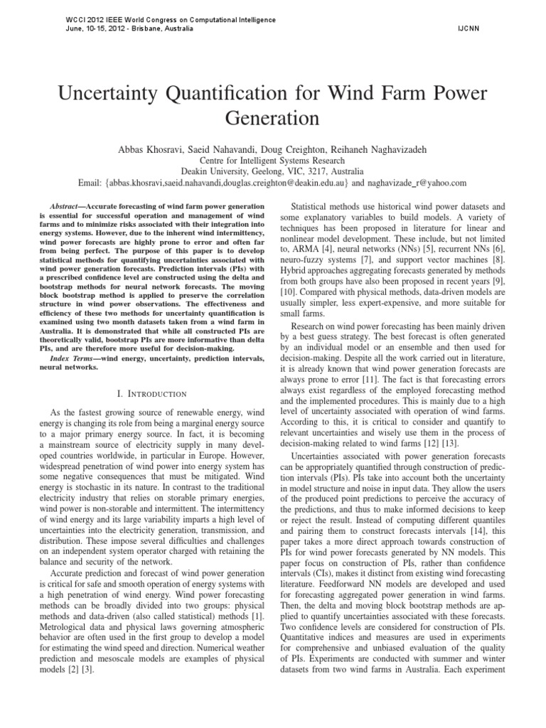 Uncertainty Quantification For Wind Farm Power Generation | PDF ...
