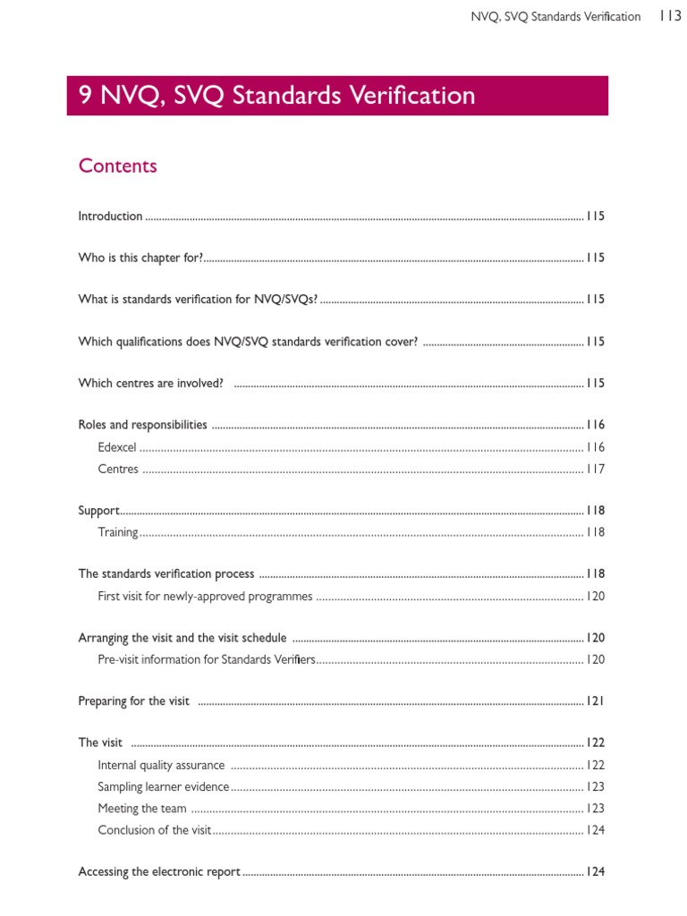 9 NVQ SVQ Standards Verification | PDF | Verification And Validation ...