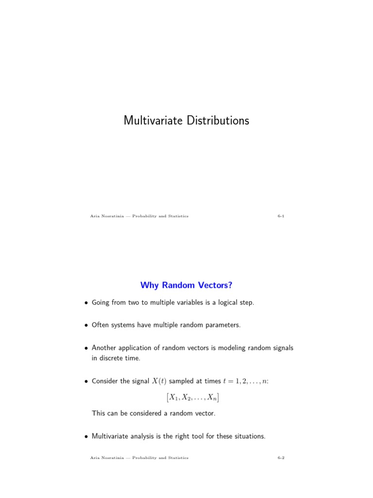 Multivariate Distributions: Why Random Vectors? | PDF | Covariance | Normal Distribution