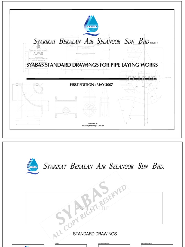 Syabas Standard Drawings For Pipe Laying Works | PDF | Valve ...
