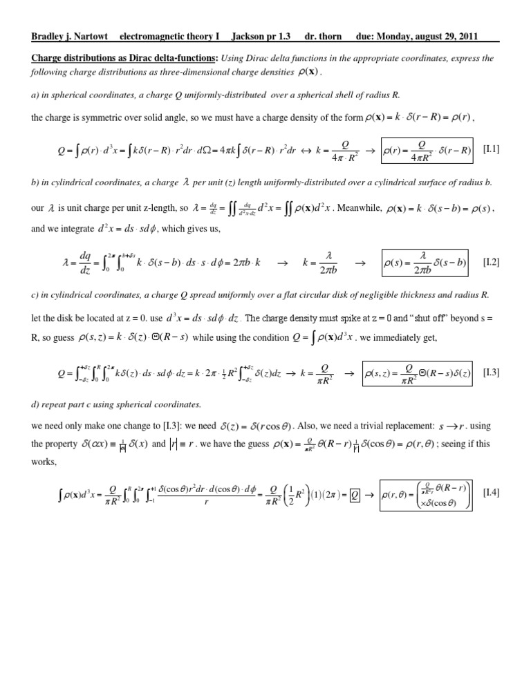051 - PR 03 - Charge Distributions As Dirac Delta Functions | PDF ...