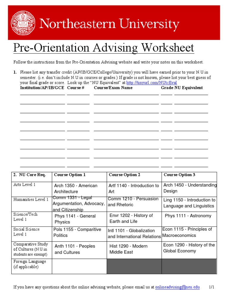 Jan 2013 Pre-Orientation AdvisingWorksheet Choices1 | PDF | Business