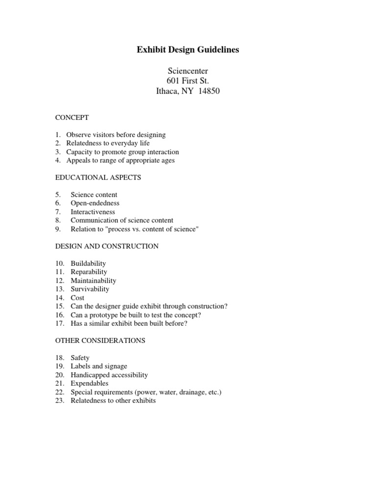 Exhibit Design Guidelines | PDF | Prototype | Scientific Method