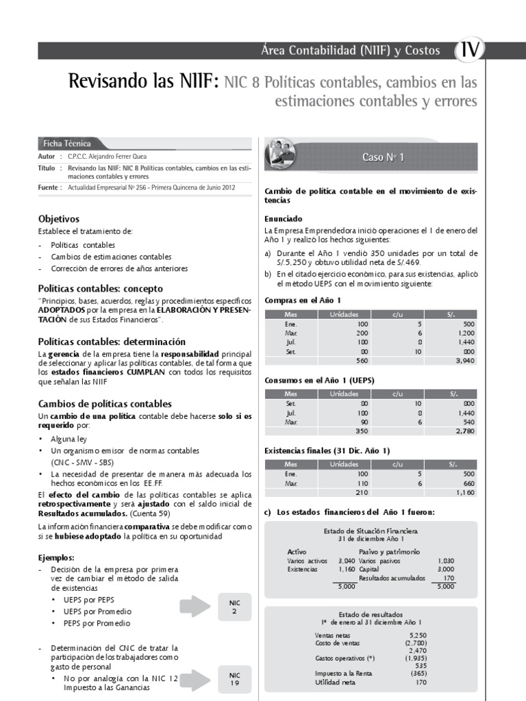 Nic 8 | PDF | normas internacionales de INFORMACION FINANCIERA | Estado ...