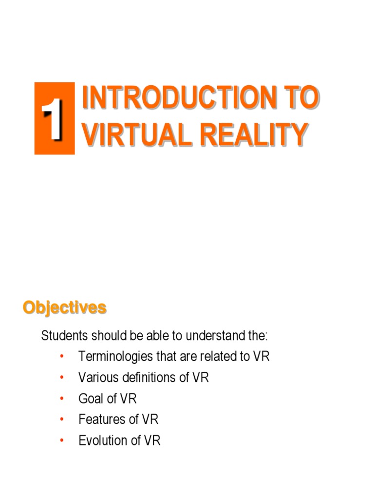 1 - Introduction To Virtual Reality | PDF | Virtual Reality | Reality