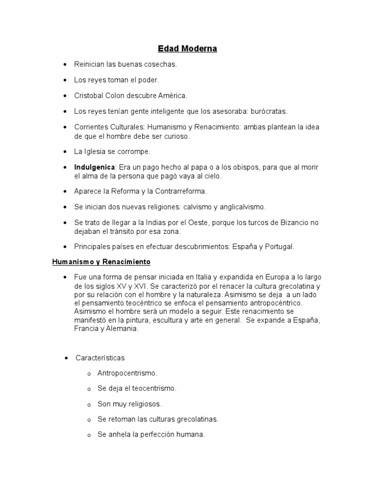 Resumen Edad Moderna | PDF | Florencia | Miguel Ángel