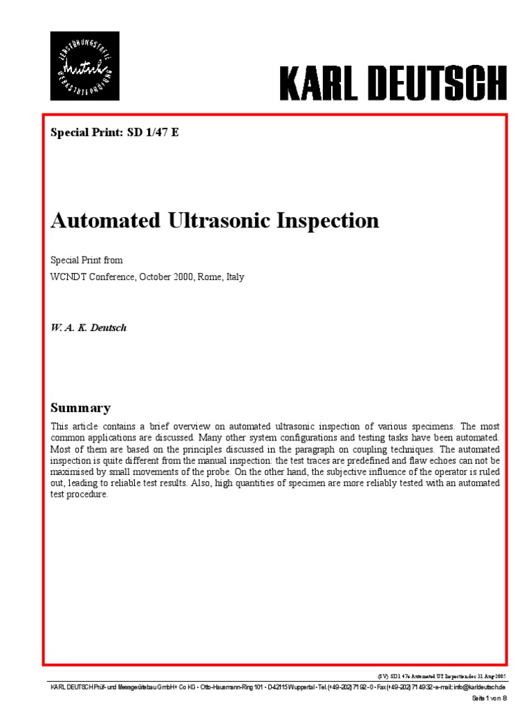 SD - 1 - 47e Automated Ut Inspection | PDF | Ultrasound ...