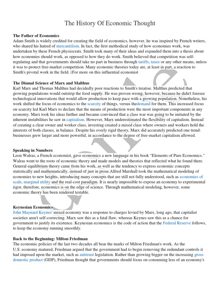 History of Economic Thought | PDF | History Of Economic Thought | Economics