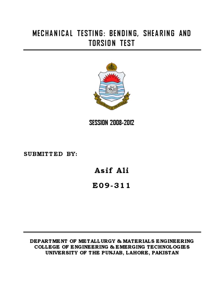Mechanical Testing-Bending Shearing and Torsion Test | PDF | Stress ...