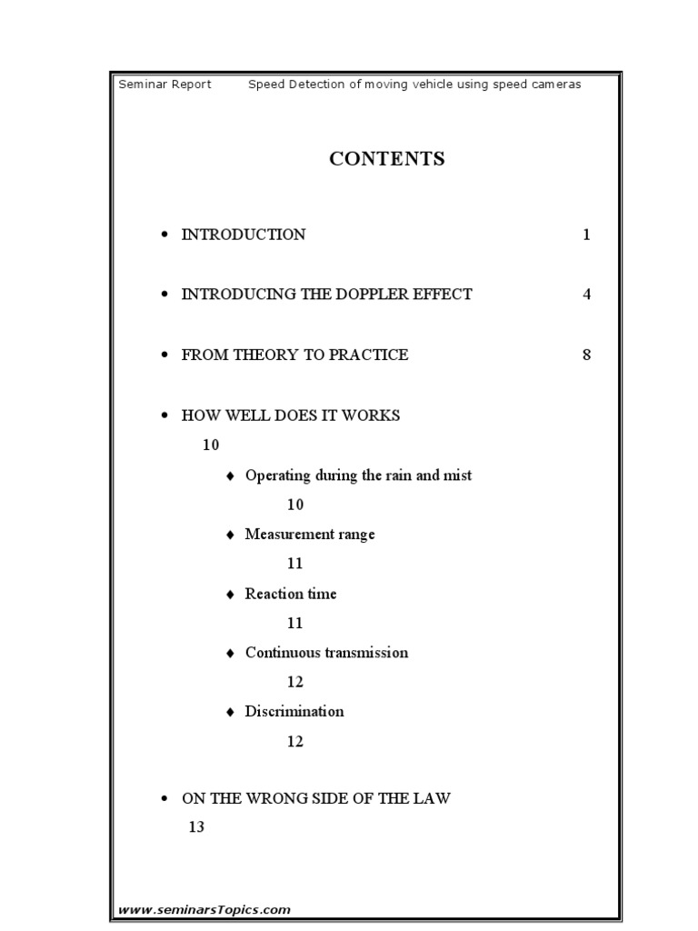 Speed Detection of Moving Vehicle Using Speed Cameras | PDF | Doppler ...