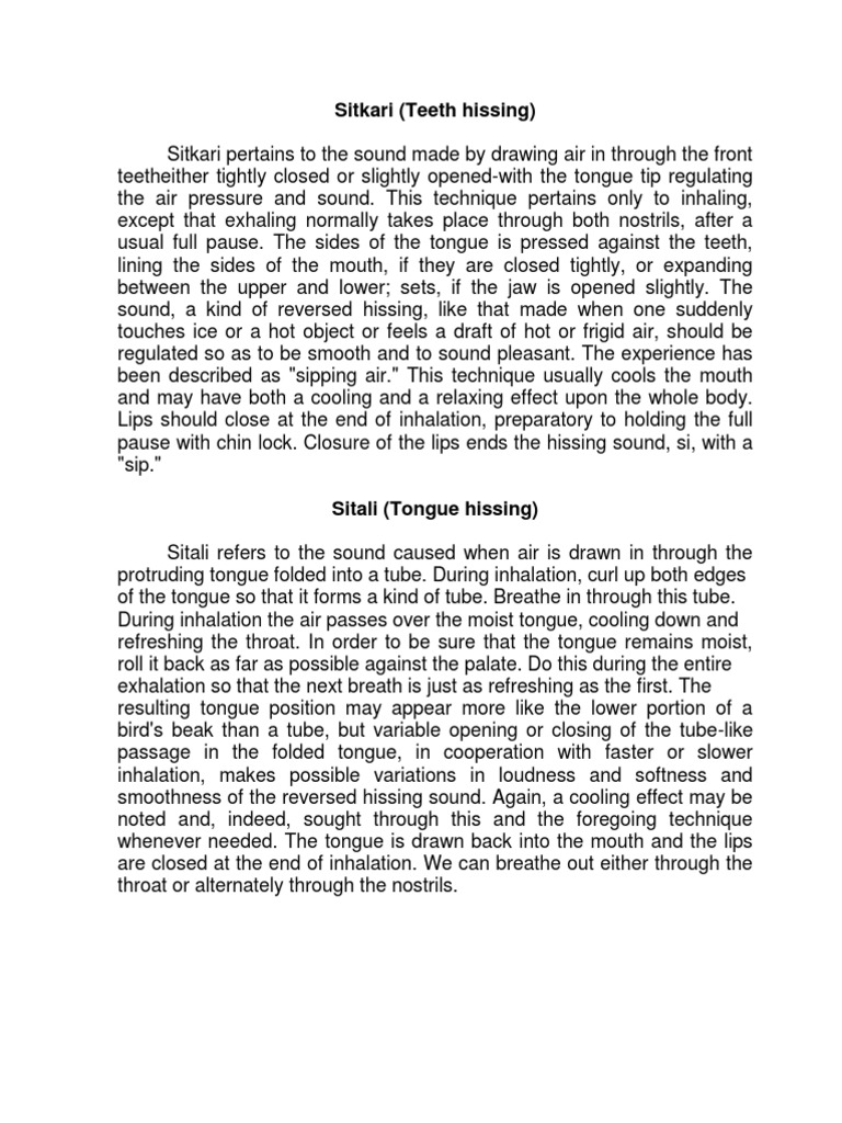 Sitkari & Sitali | PDF | Breathing | Exhalation