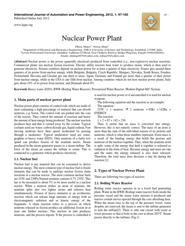 Nuclear Power Plant | PDF | Nuclear Reactor | Nuclear Fission